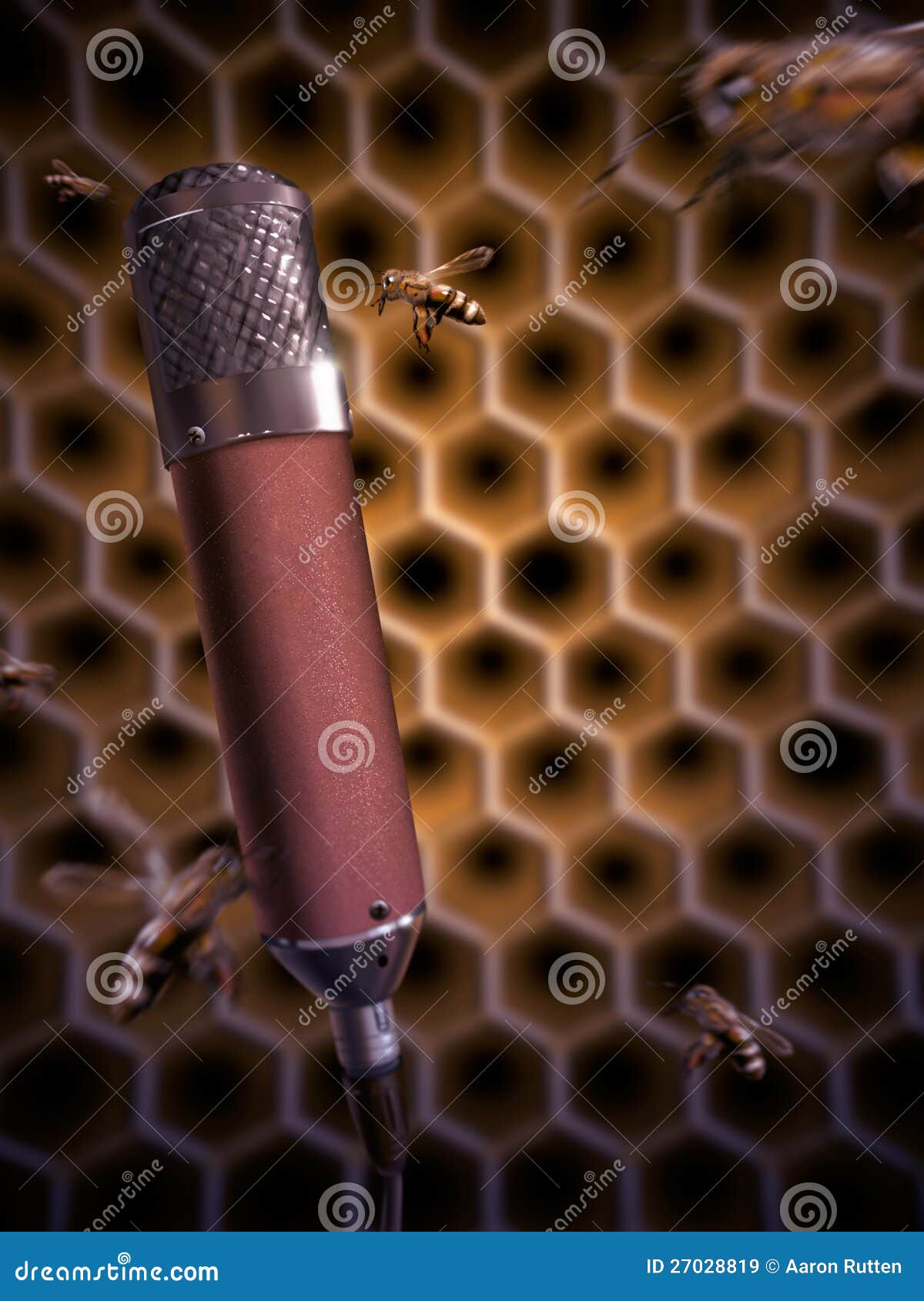 Bee Singing into a Microphone - Digital Painting Stock Image - Image of ...