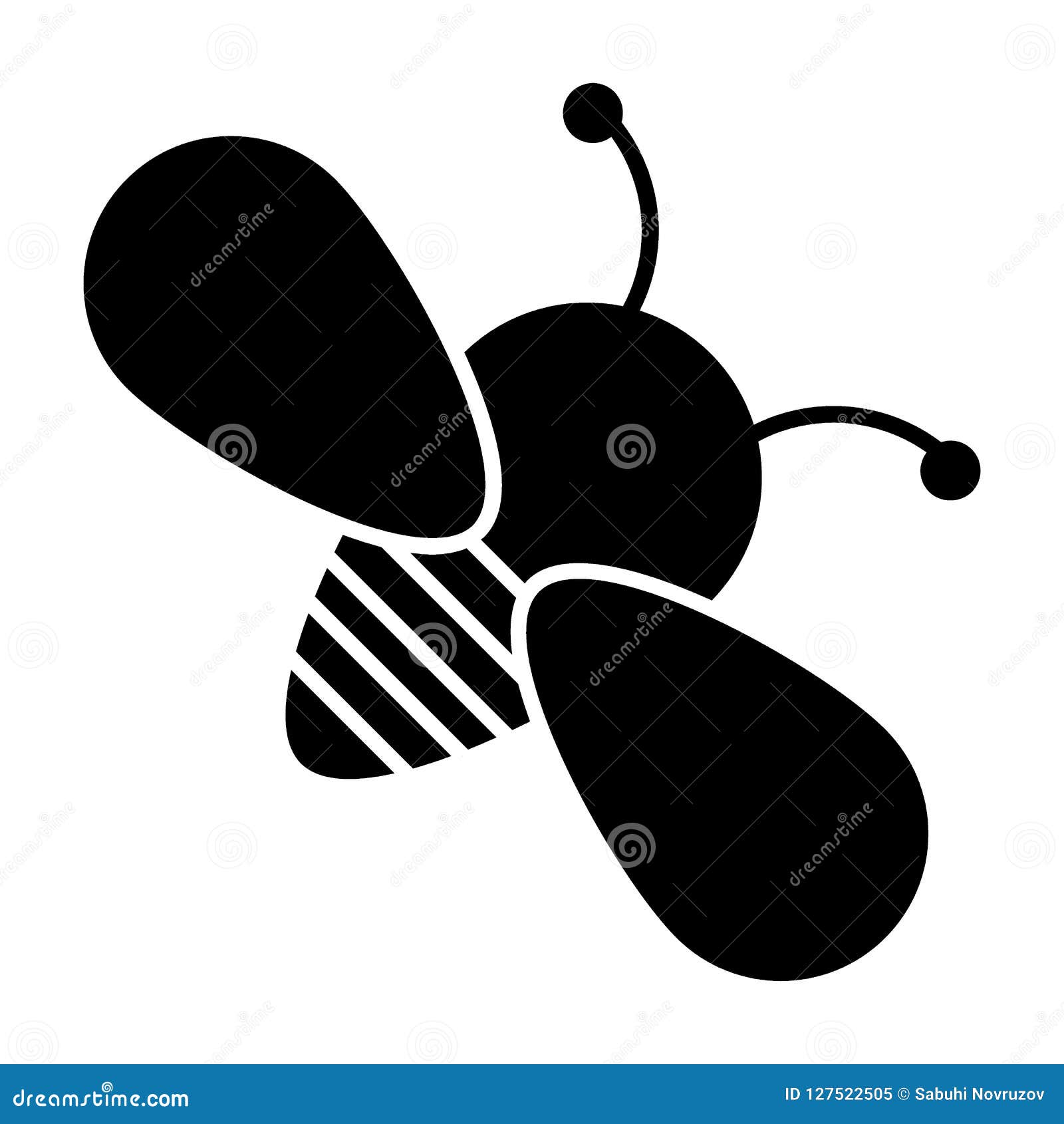Bee Solid Icon. Insect Vector Illustration Isolated on White Stock ...