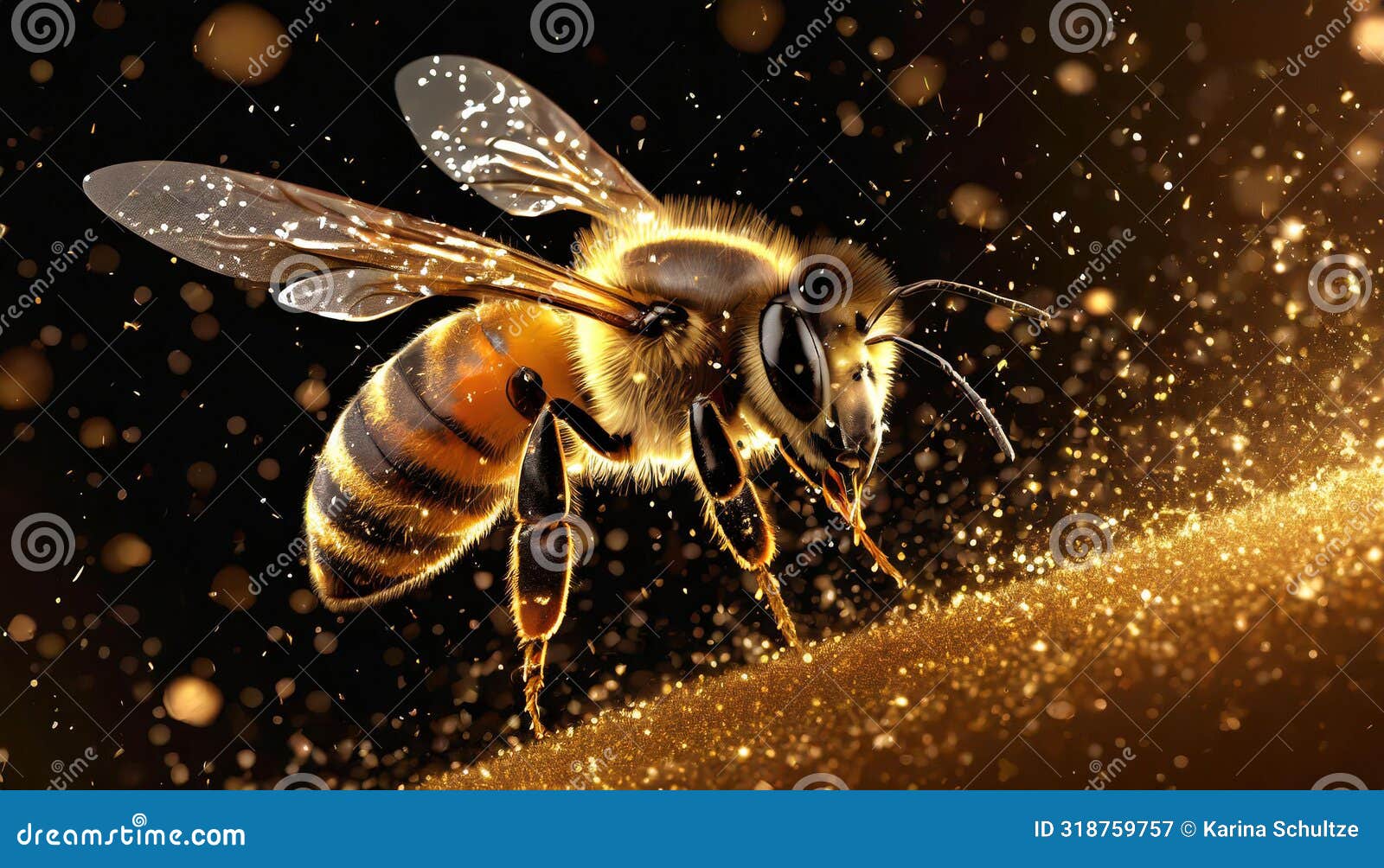 A Bee is Standing on a Surface with a Lot of Glitter Stock Illustration ...