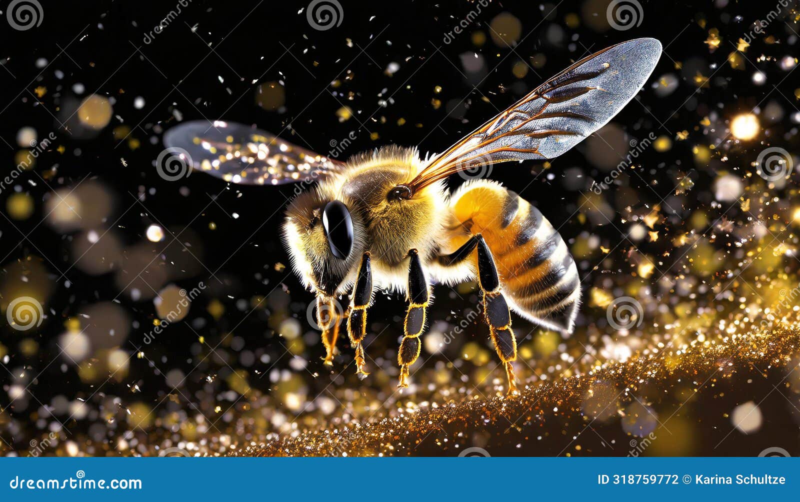 A Bee is Standing on a Surface with a Lot of Glitter Stock Illustration ...