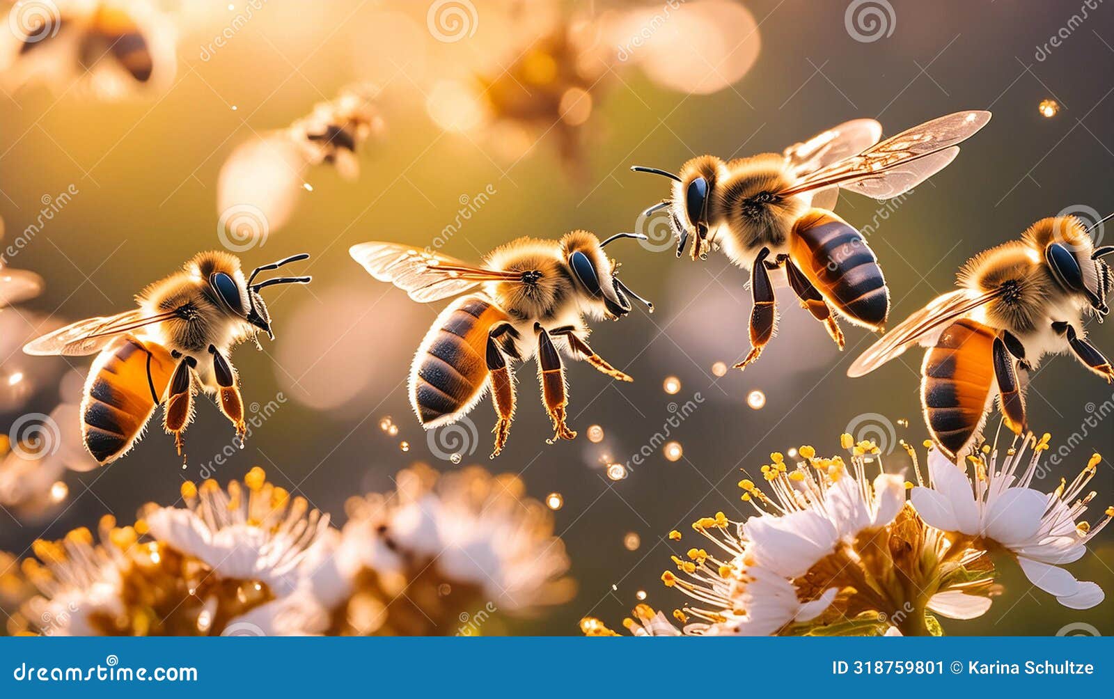 A Bee is Standing on a Surface with a Lot of Glitter Stock Illustration ...