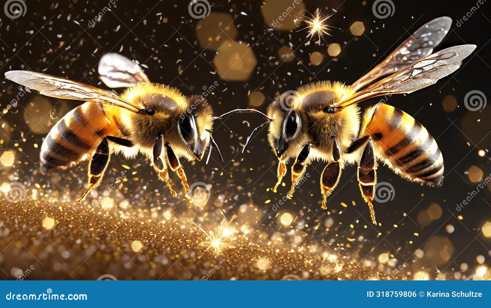 A Bee is Standing on a Surface with a Lot of Glitter Stock Illustration ...