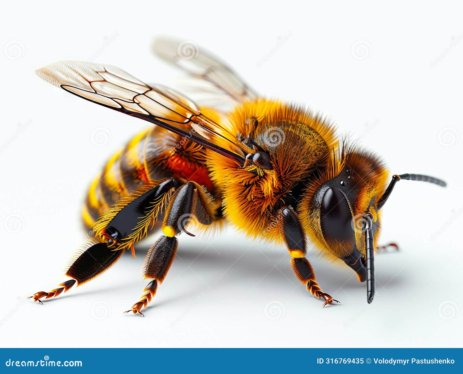 A Bee is Standing on a White Background Stock Image - Image of standing ...