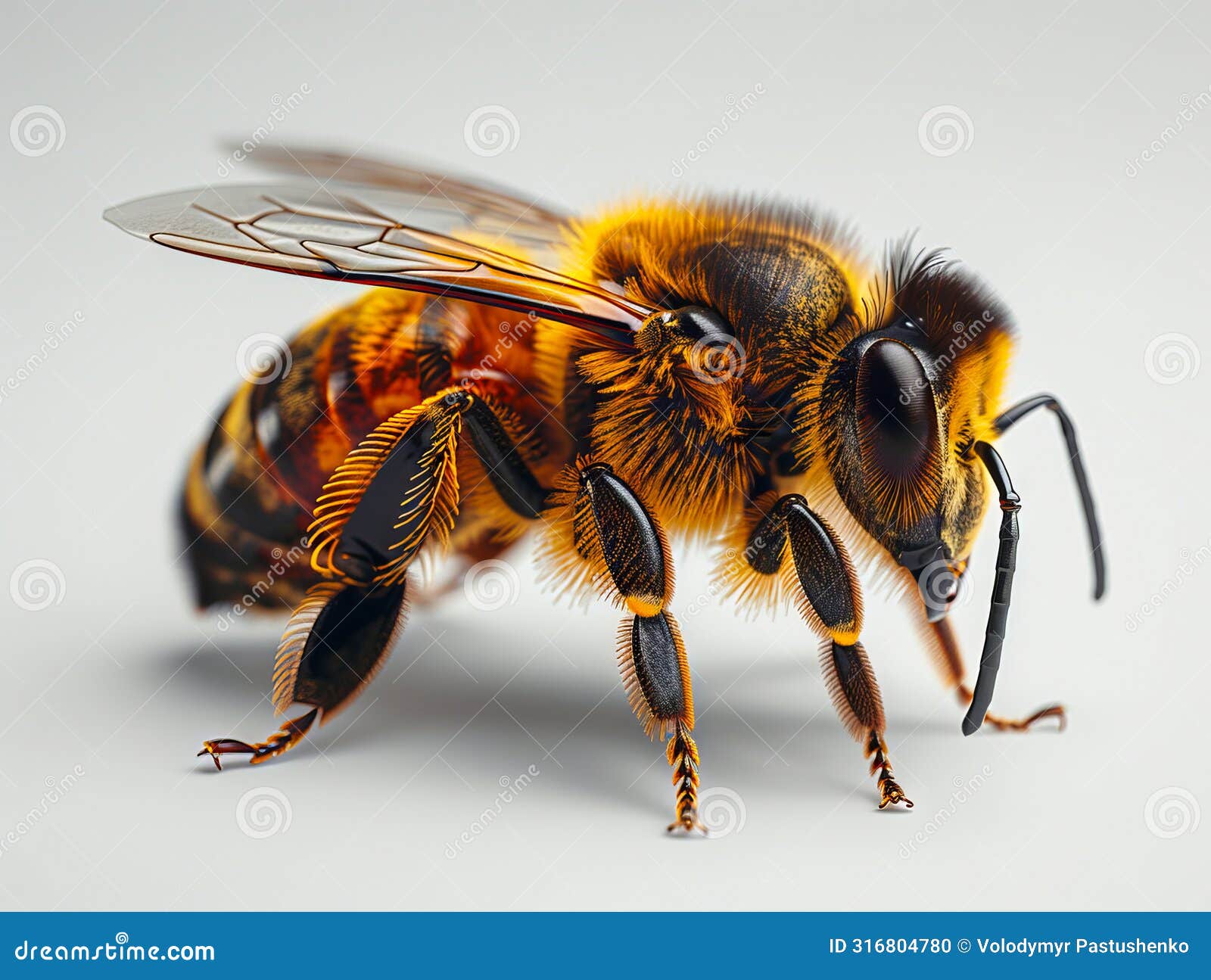 A Bee is Standing on a White Background Stock Photo - Image of insect ...
