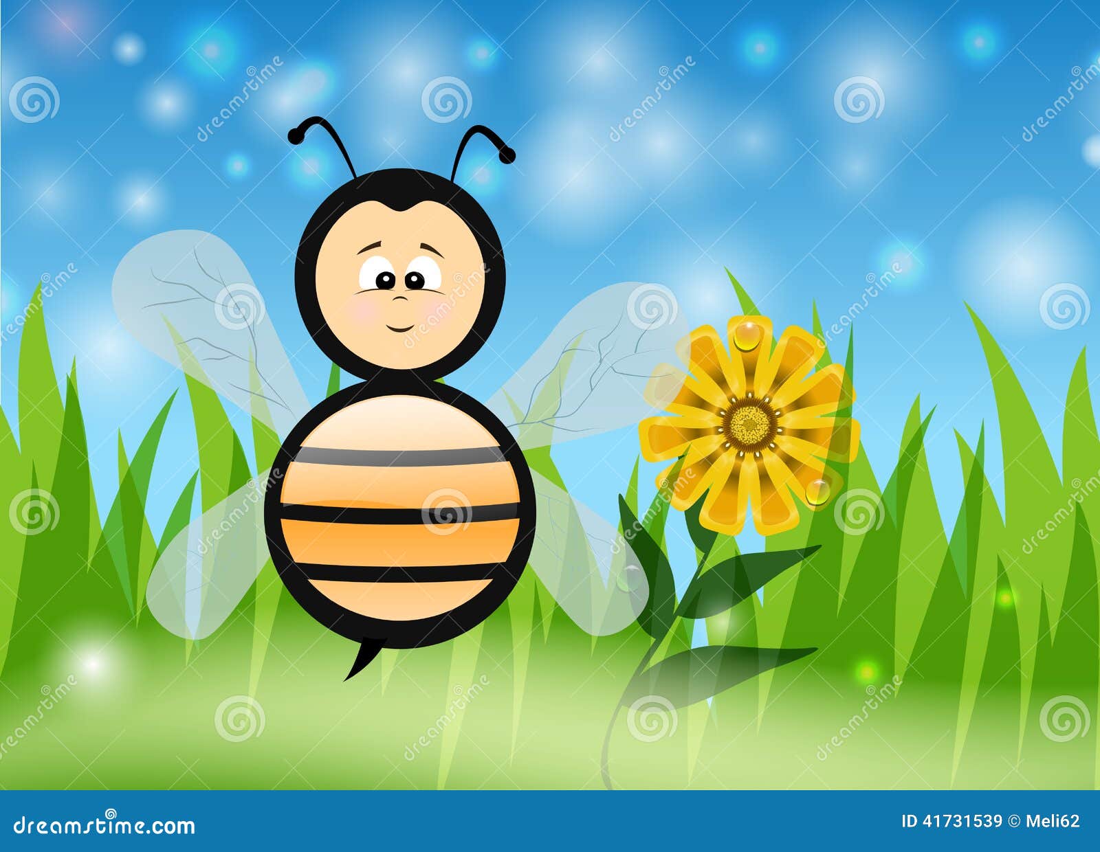 Bee in the Summer stock vector. Illustration of garden - 41731539