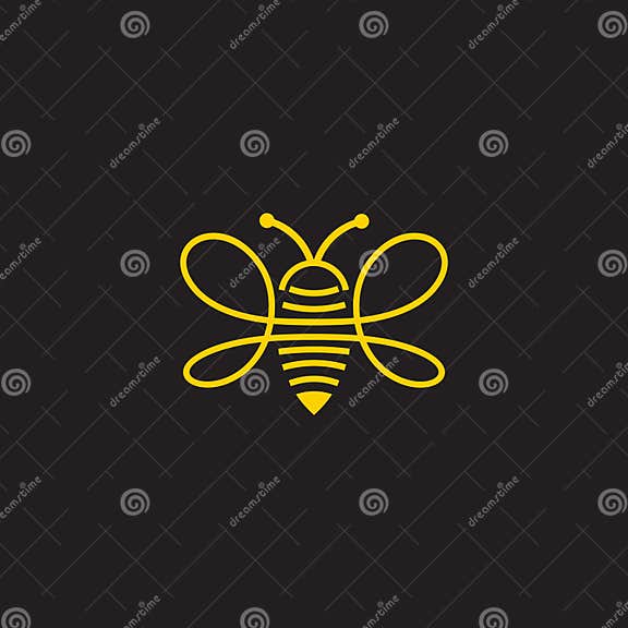 Bee Symbol Thread Linear Design Logo Vector Stock Vector - Illustration ...
