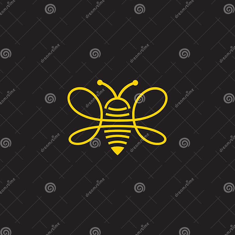 Bee Symbol Thread Linear Design Logo Vector Stock Vector - Illustration ...