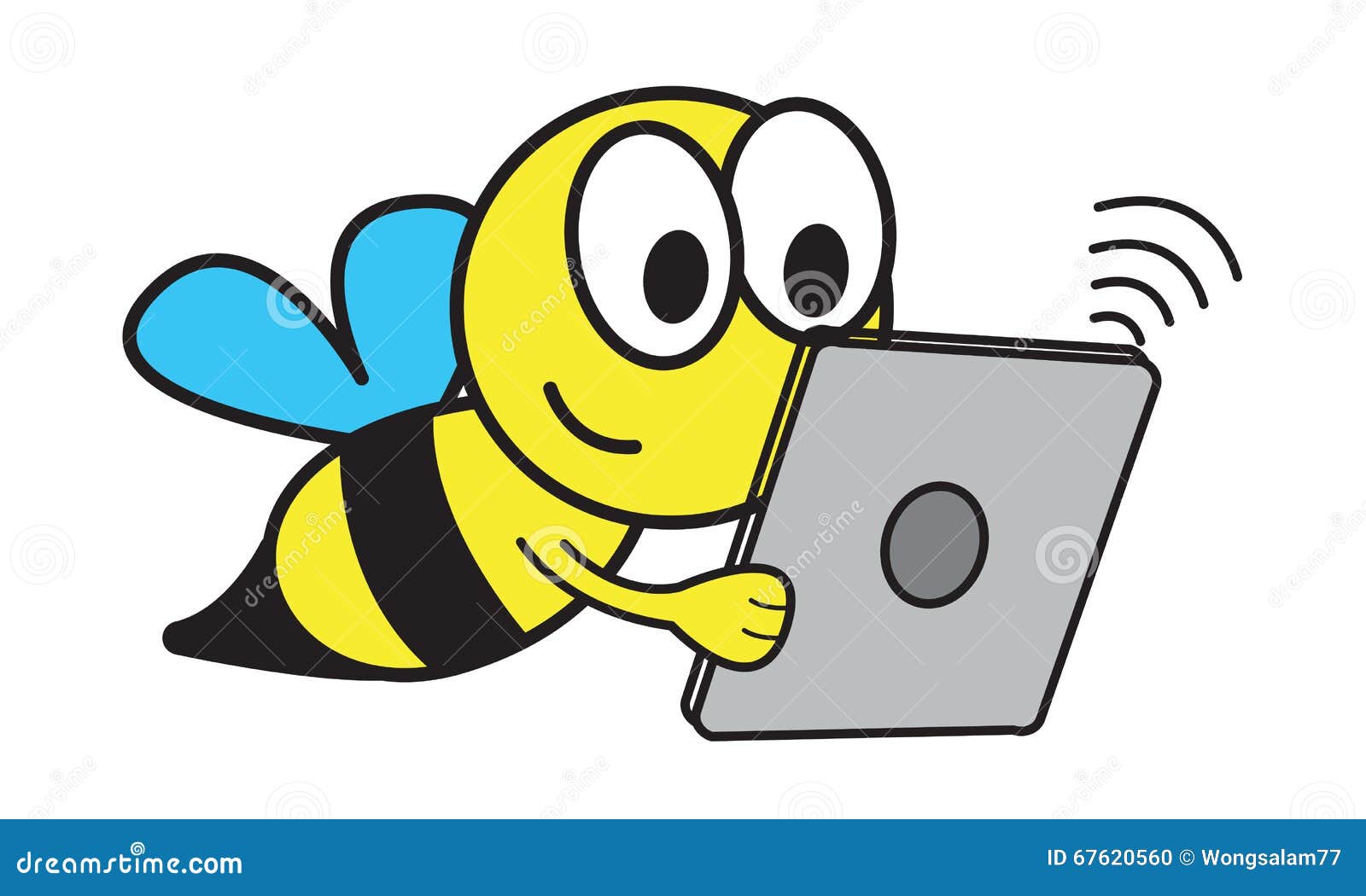 Bee and Tablet stock vector. Illustration of smile, cartoons - 67620560