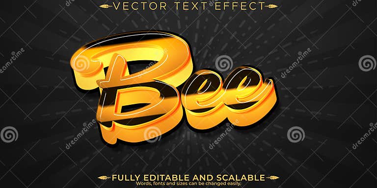 Bee Text Effect, Editable Honey and Beehive Text Style Stock Vector ...