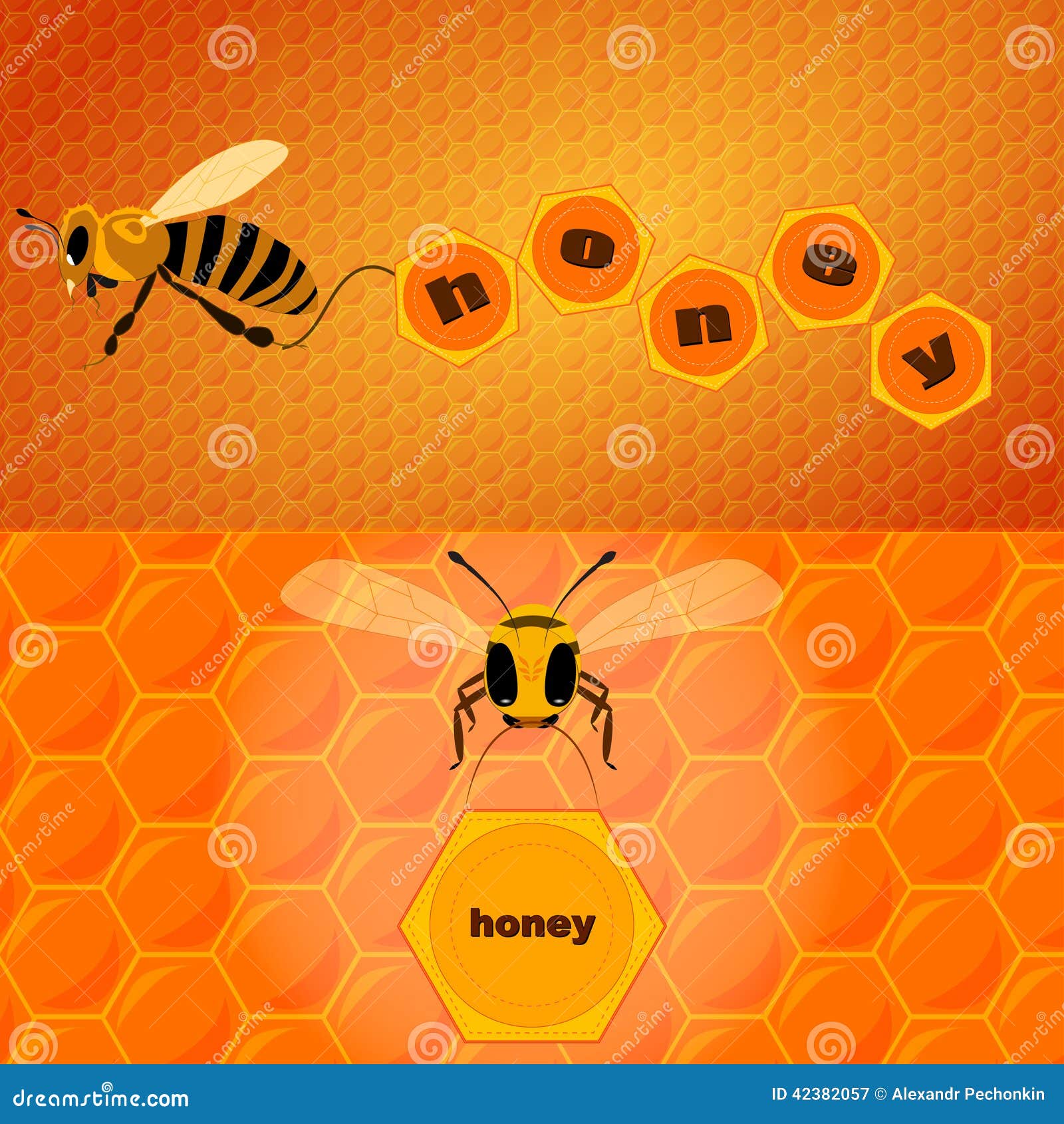 Bee and text stock vector. Illustration of natural, hive - 42382057