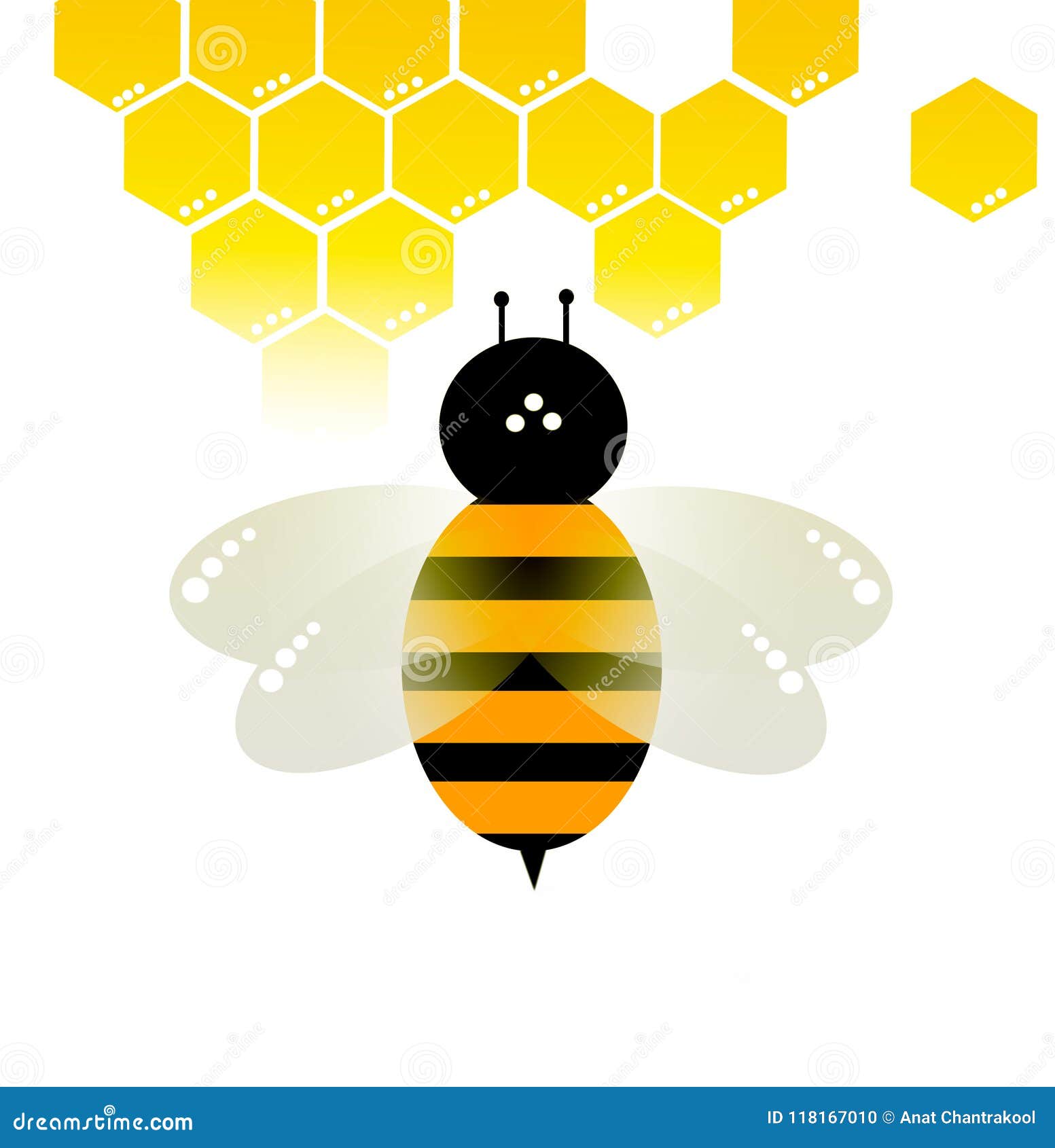 Bee Vector on White Background Stock Illustration - Illustration of ...