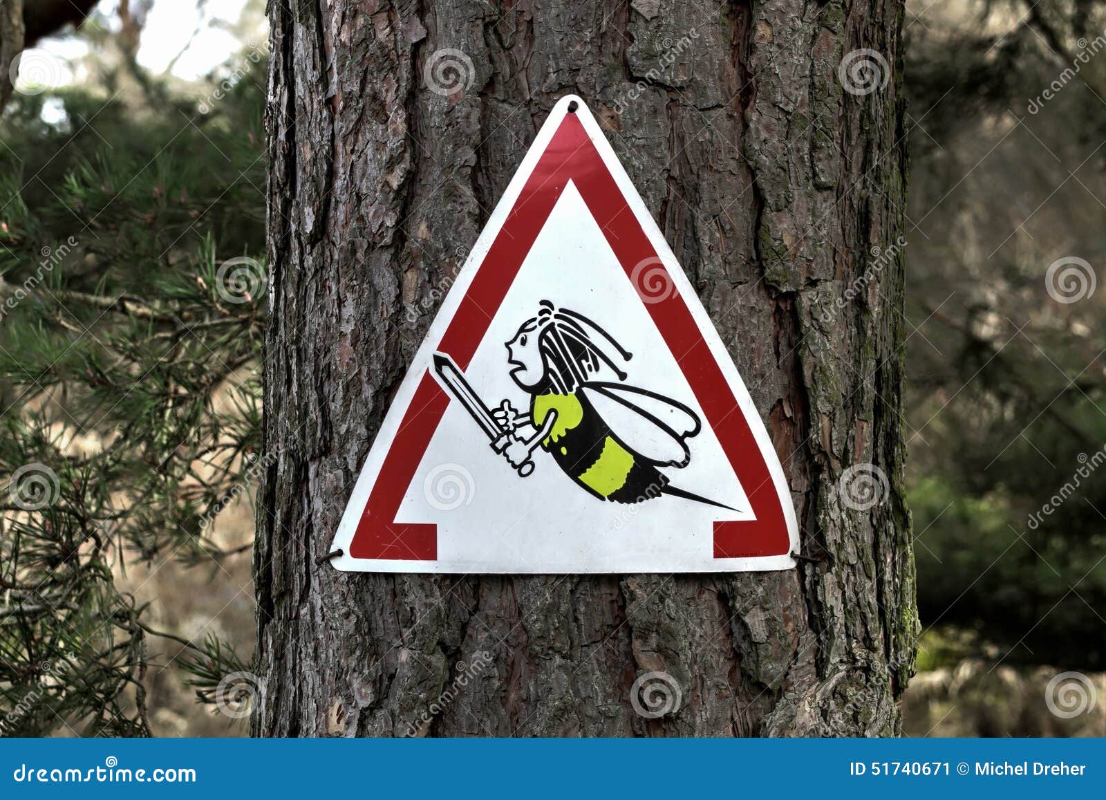 Bee warning sign stock image. Image of bite, tree, wasps - 51740671