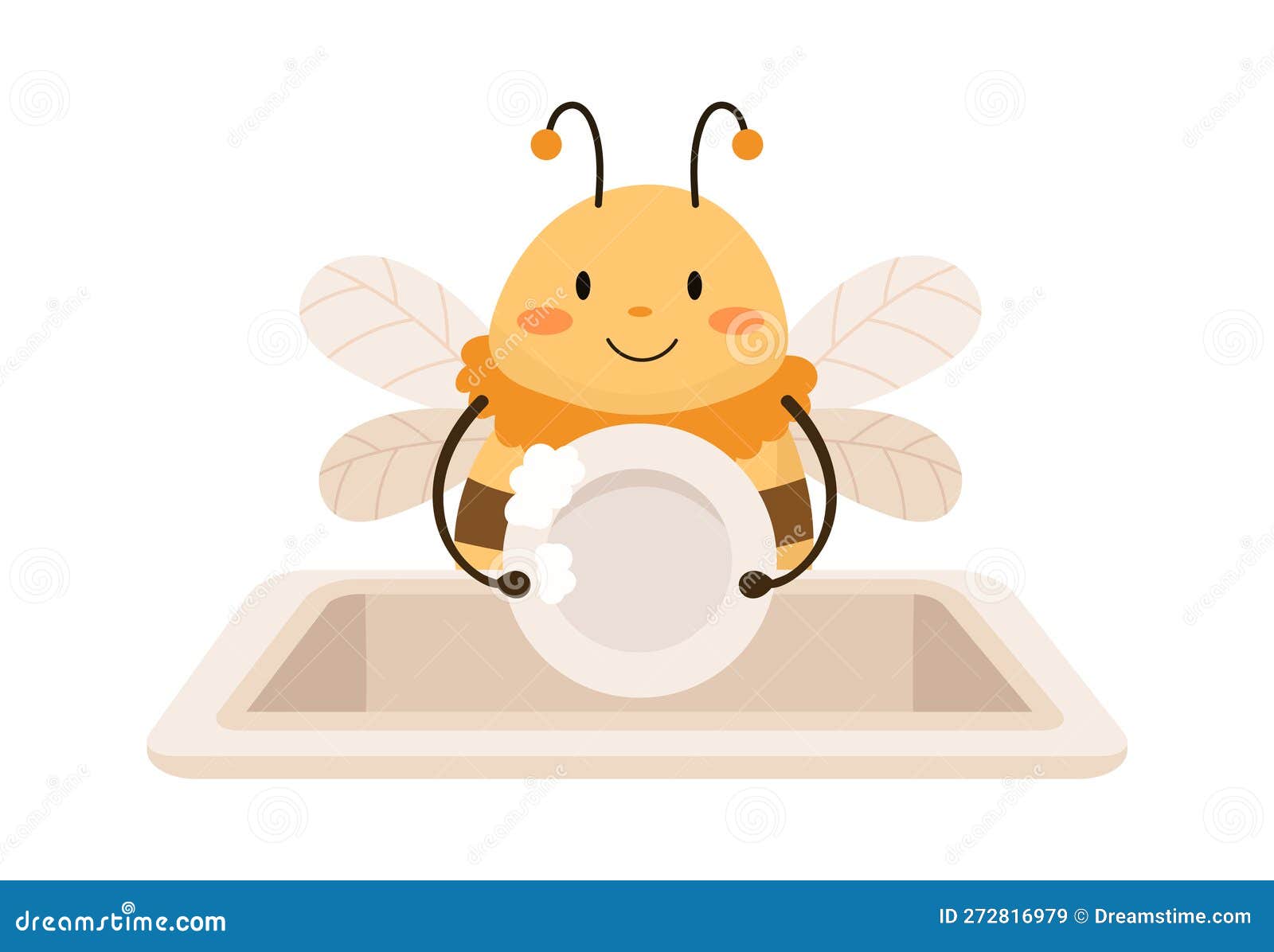 Bumblebee Washing Clothes On Toy Machine 6 Words Royalty-Free Stock ...