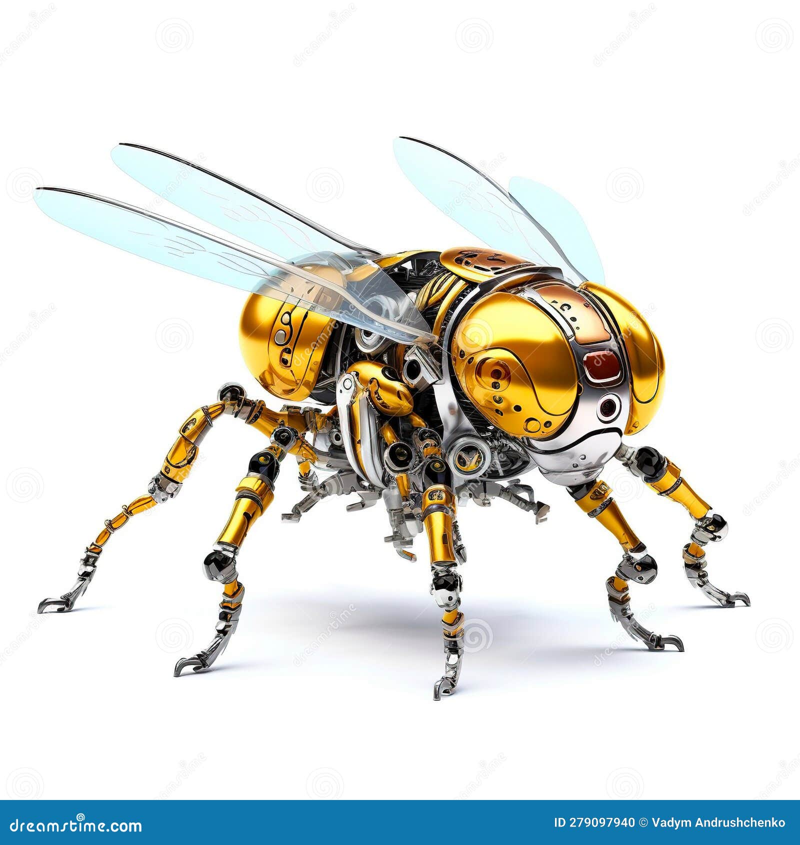 Bee or Wasp Robot, Robotic Insect Isolated Over White Background ...