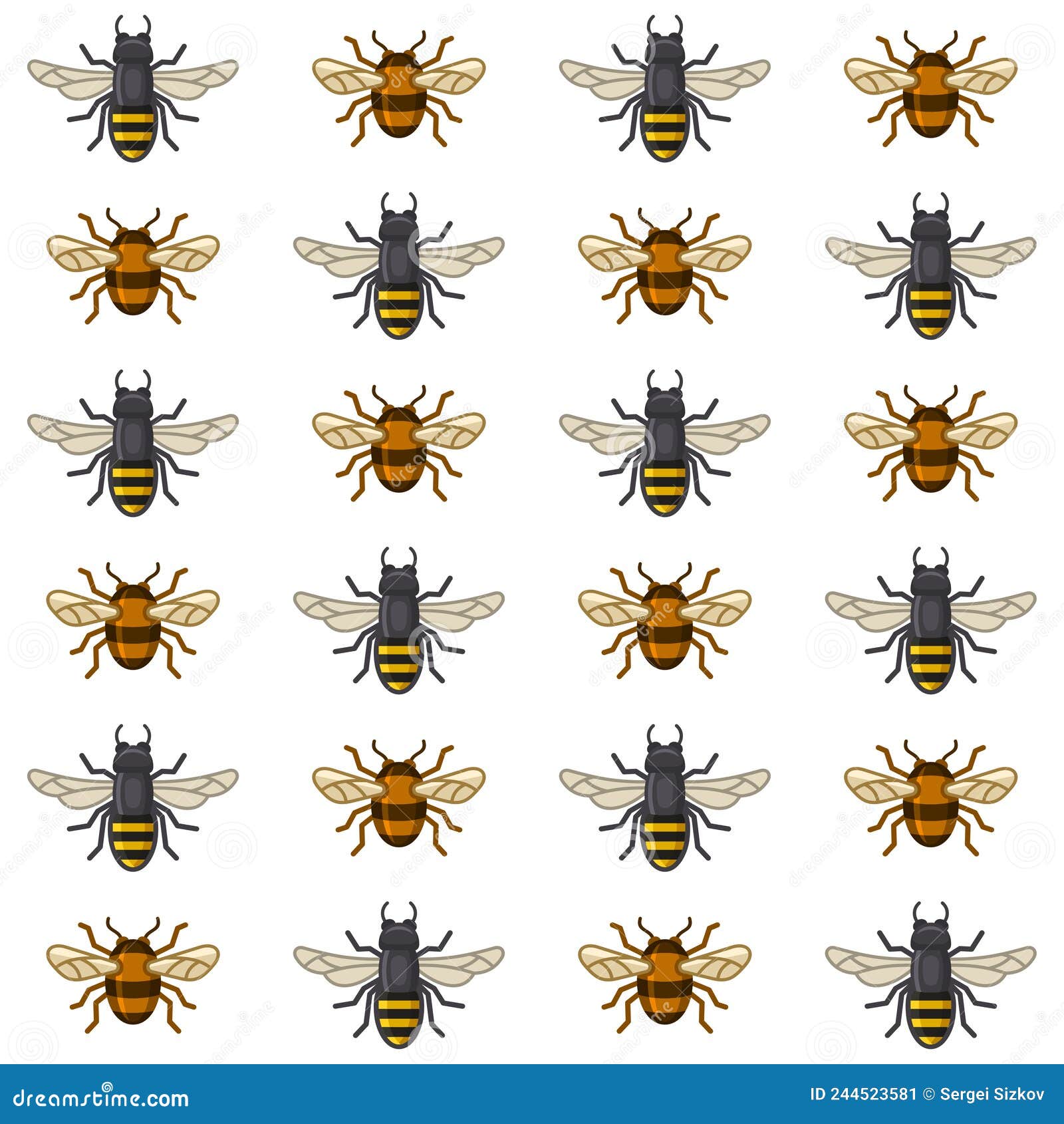 Wasp Pattern Outline Realistic. Vector Graphic Illustration. Summer ...