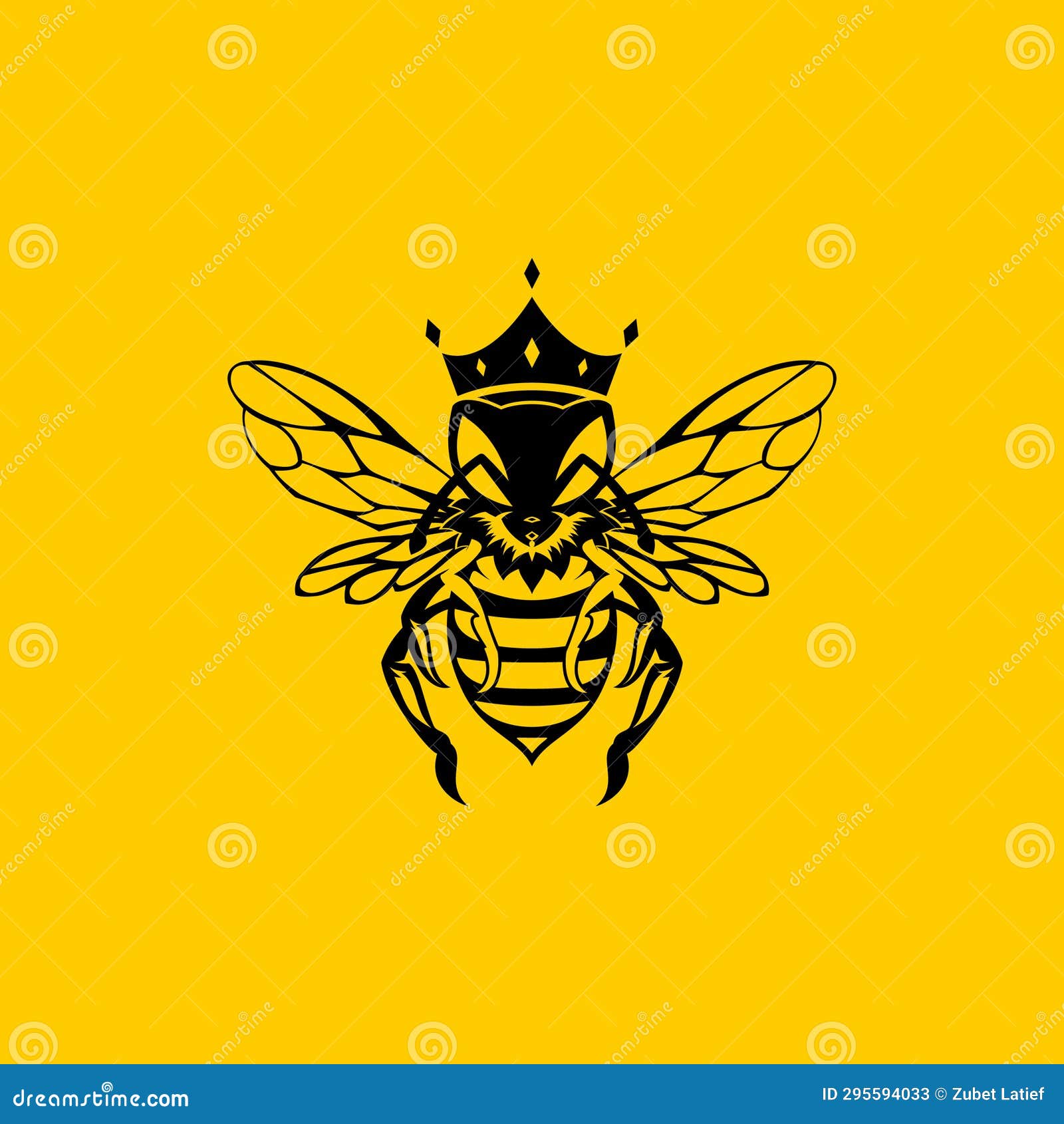 Bee Wearing King Crown, Bee King Logo Design on Isolated Background ...