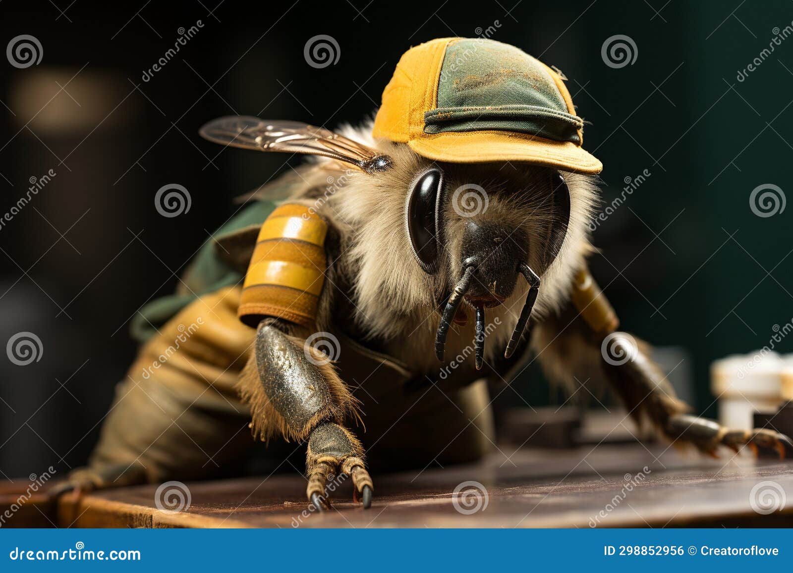 A Bee Wearing a Worker Safety Cap Stock Photo - Image of recipe, safety ...