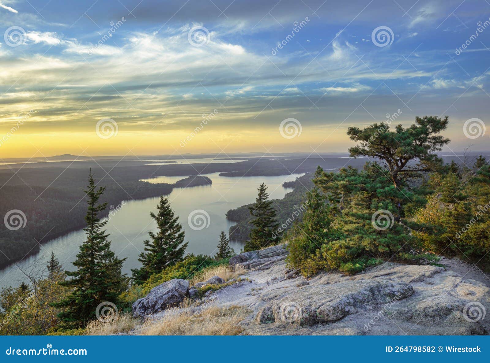 Beech Mountain at Sunset in Acadia National Park Stock Photo - Image of ...