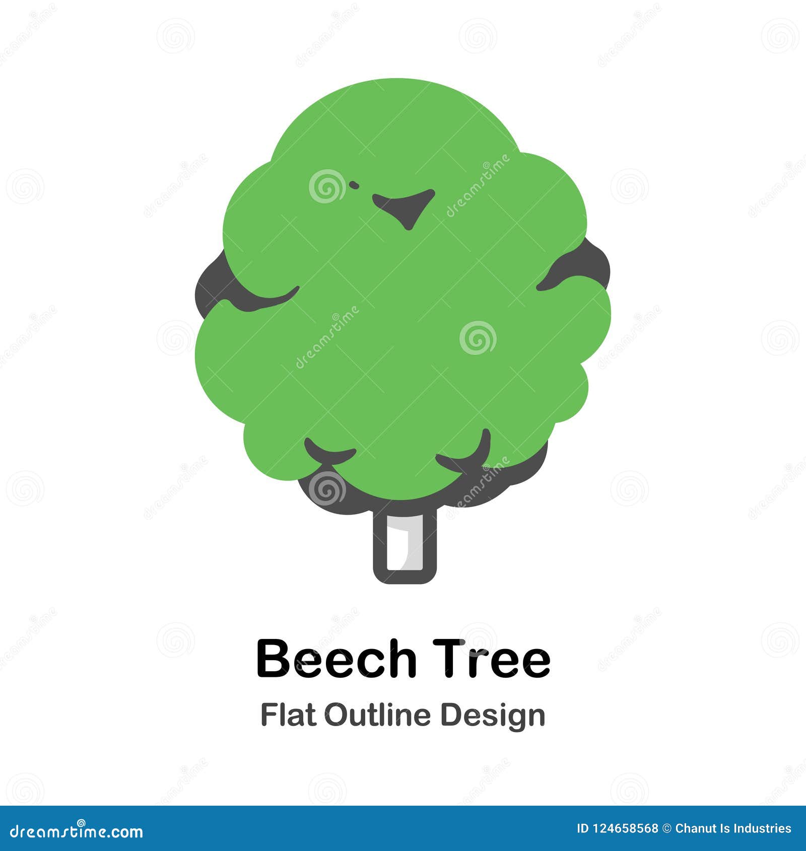 Beech Tree Outline Flat Illustration Stock Vector - Illustration of ...