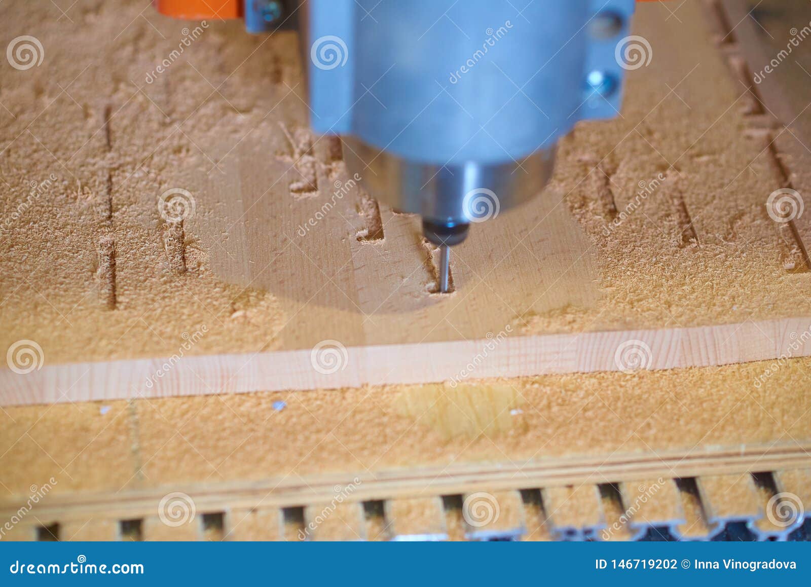 Beech Wood Milling Process with Sawdust Stock Photo - Image of device ...
