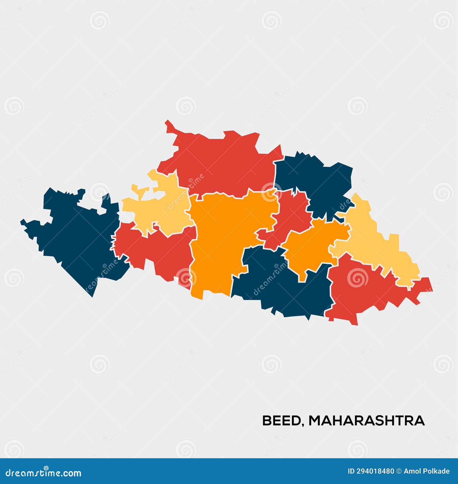 Beed District Map Vector Illustration. Beed Maharashtra Stock Vector ...