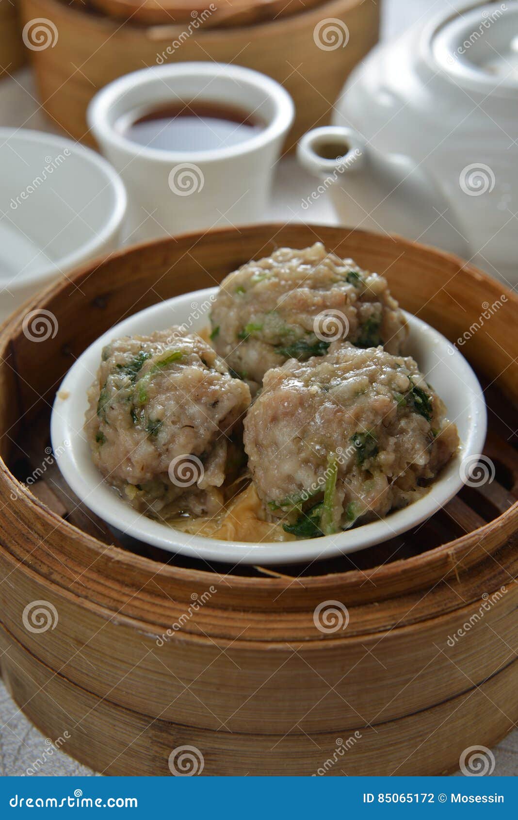 Beef Ball Dim sum stock photo. Image of bamboo, steamer - 85065172