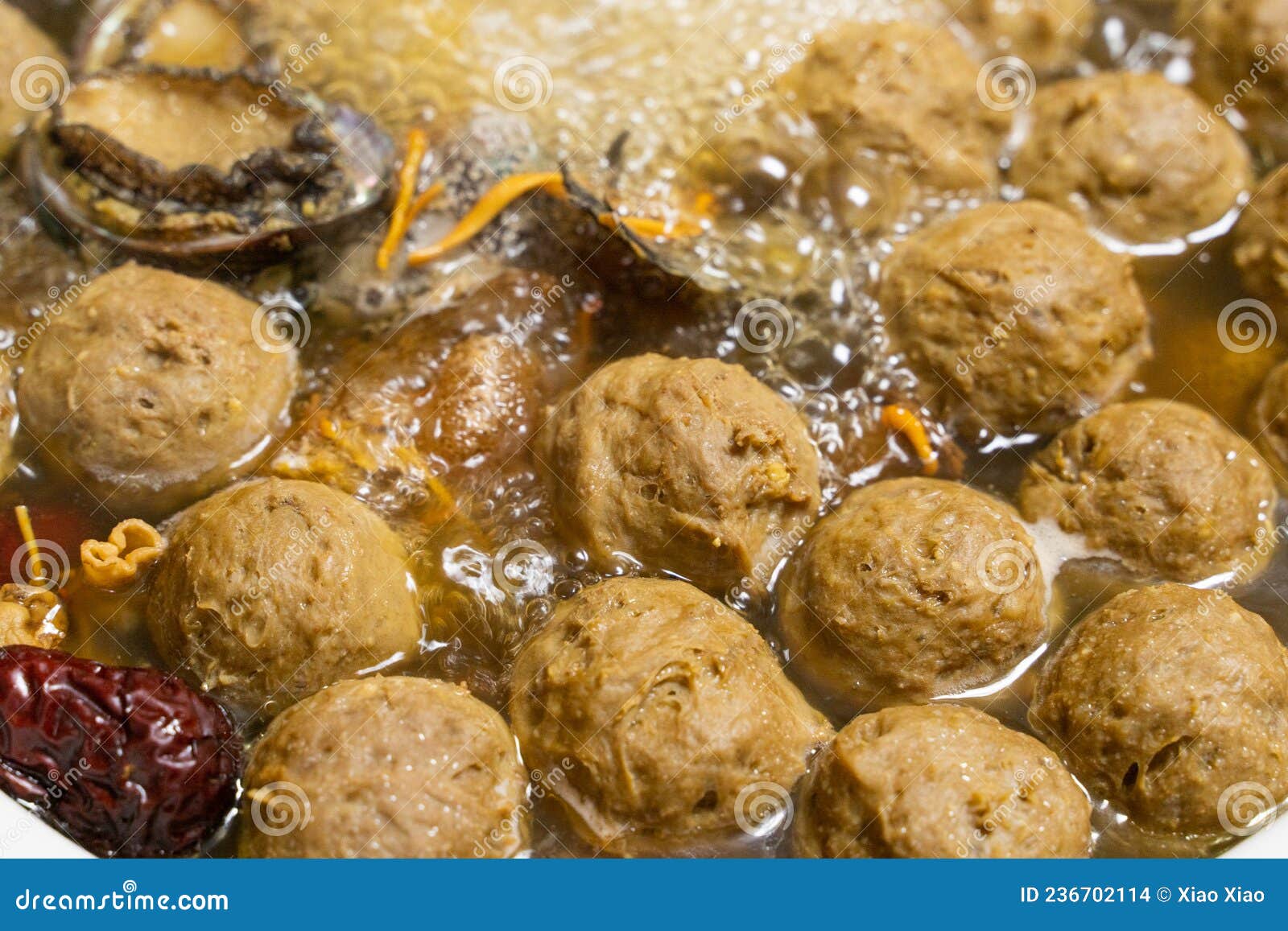 Beef balls hot pot stock photo. Image of meal, basket - 236702114