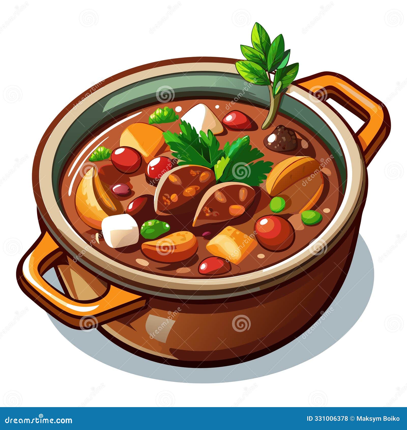 Beef Bourguignon Meat Stew stock vector. Illustration of forecast ...