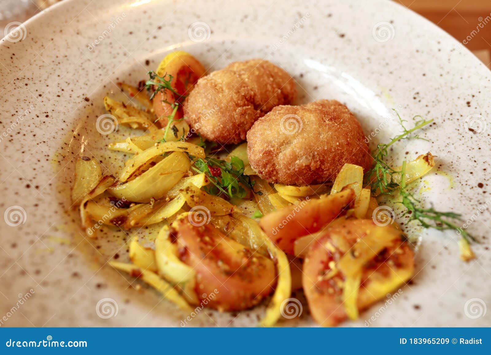 Beef Brains Breaded with Vegetables Stock Image - Image of asian, fried ...