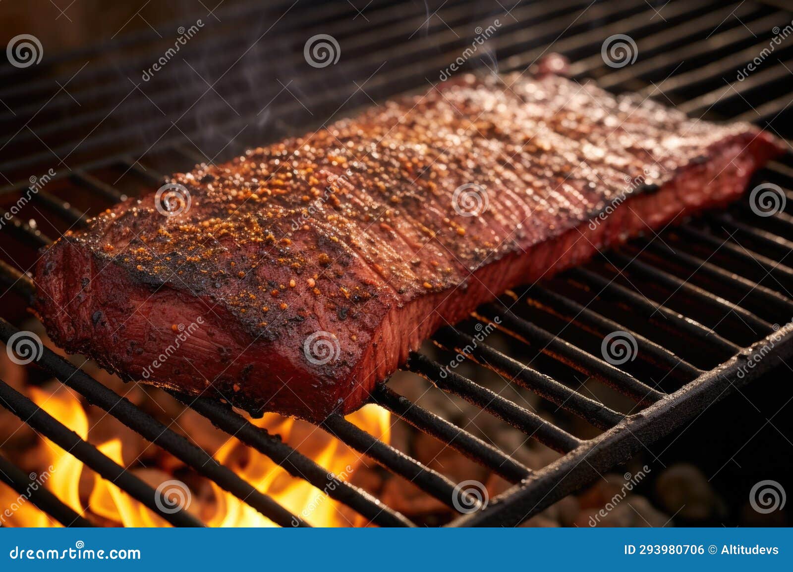 Beef Brisket on a Barbecue Grid Stock Illustration - Illustration of ...