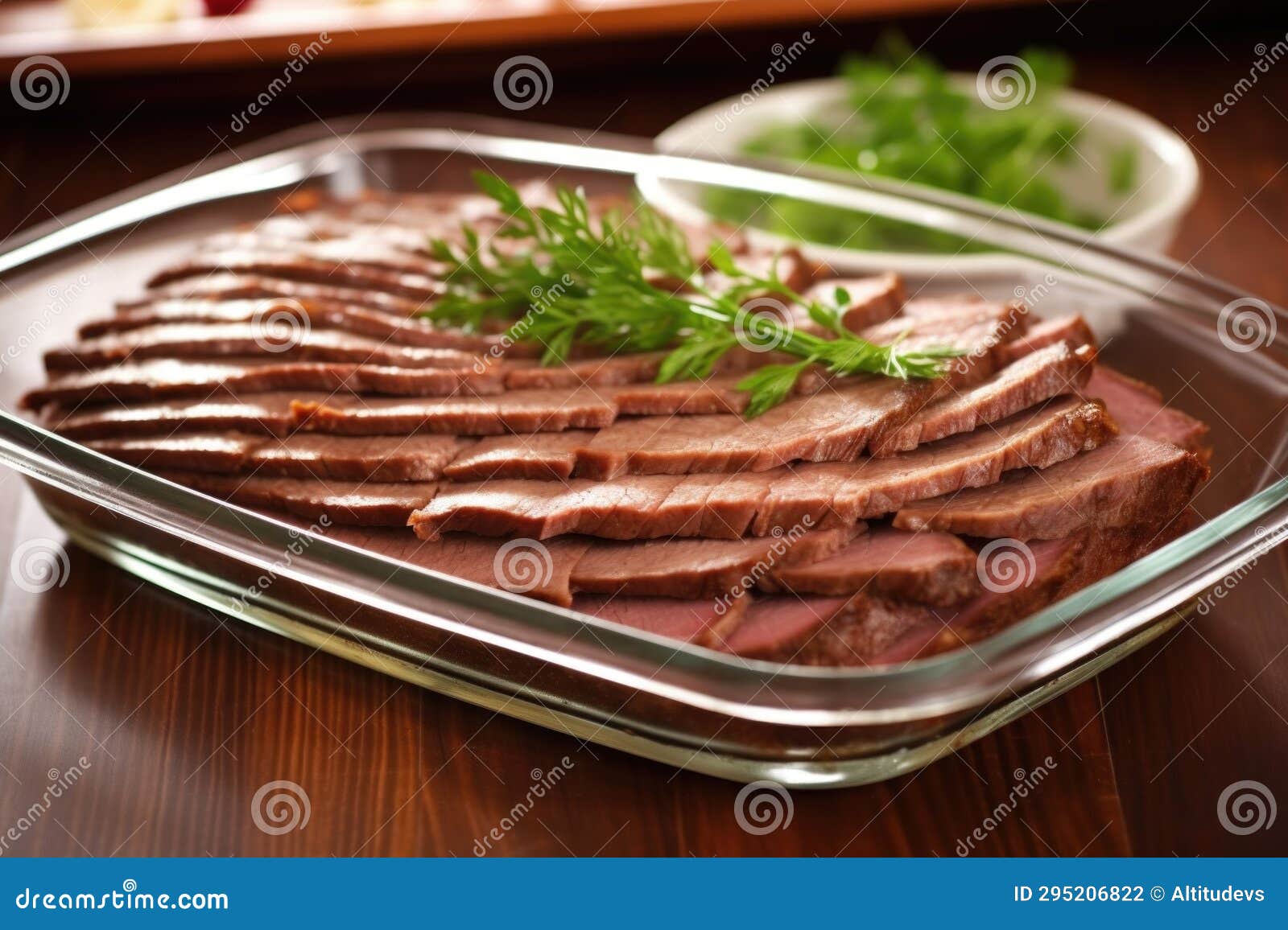 Beef Brisket Slices Arranged in a Shallow Dish Stock Photo - Image of ...