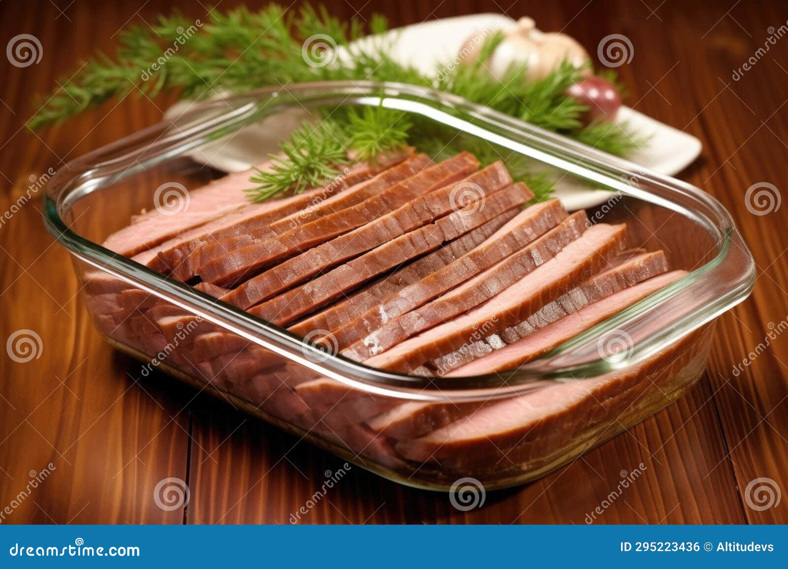 Beef Brisket Slices Arranged in a Shallow Dish Stock Photo - Image of ...