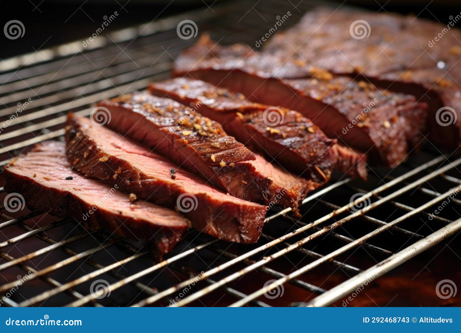 Beef Brisket Slices Cooling on a Metal Rack Stock Image - Image of ...