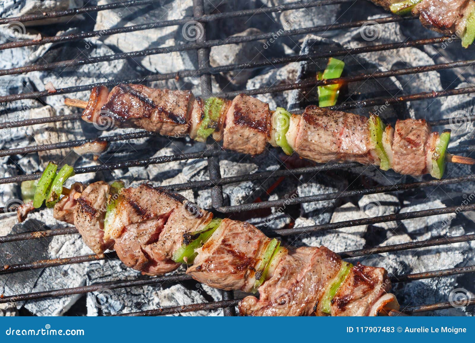 Beef Brochettes on Barbecue Stock Image - Image of rack, fire: 117907483