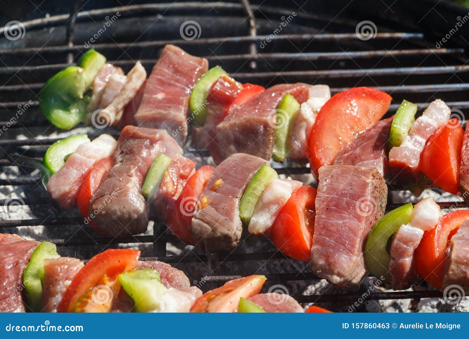 Beef Brochettes on Barbecue Stock Image - Image of bacon, barbecue ...