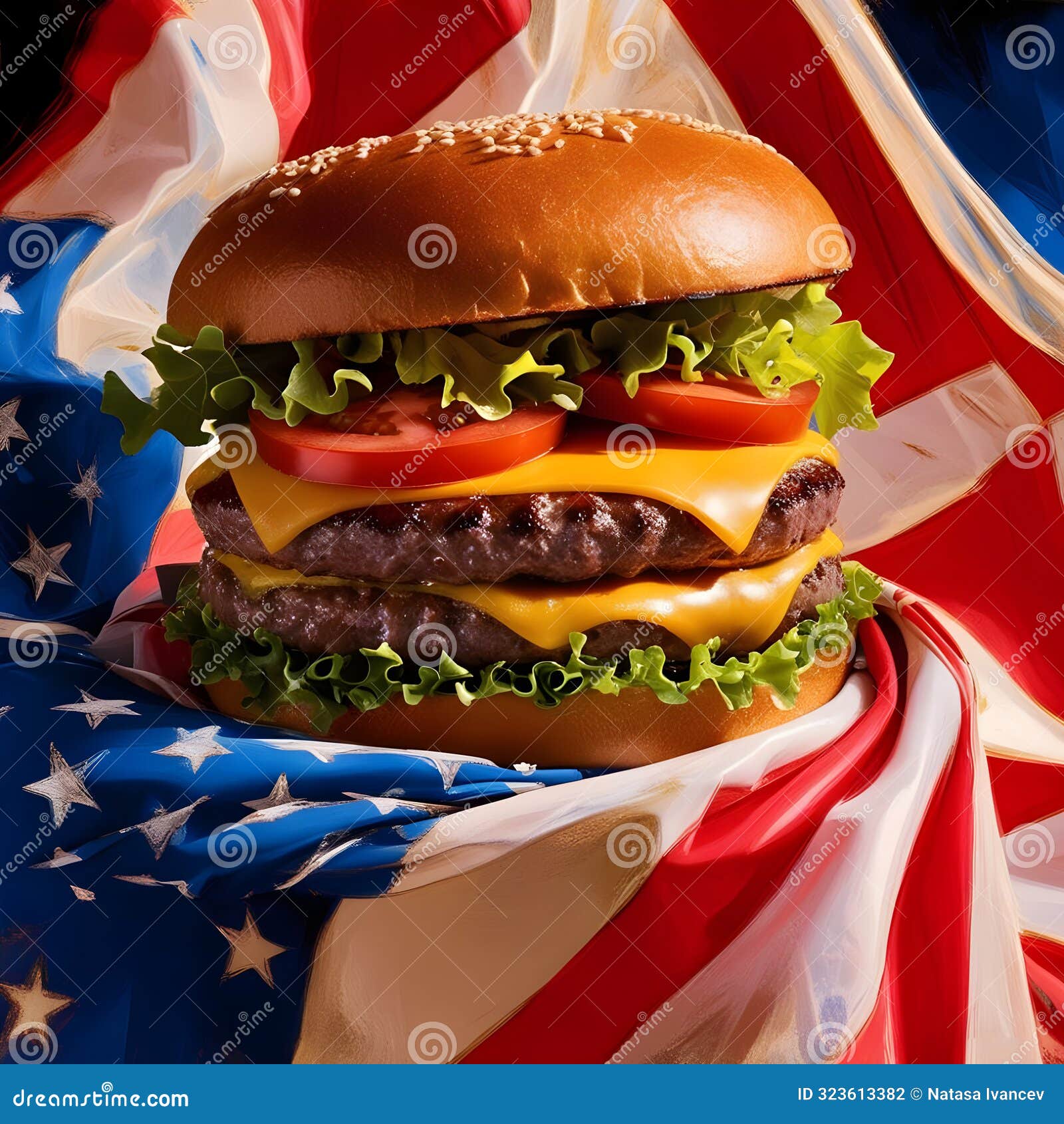 Beef Burger with American Flag, for USA Independence Day Stock ...