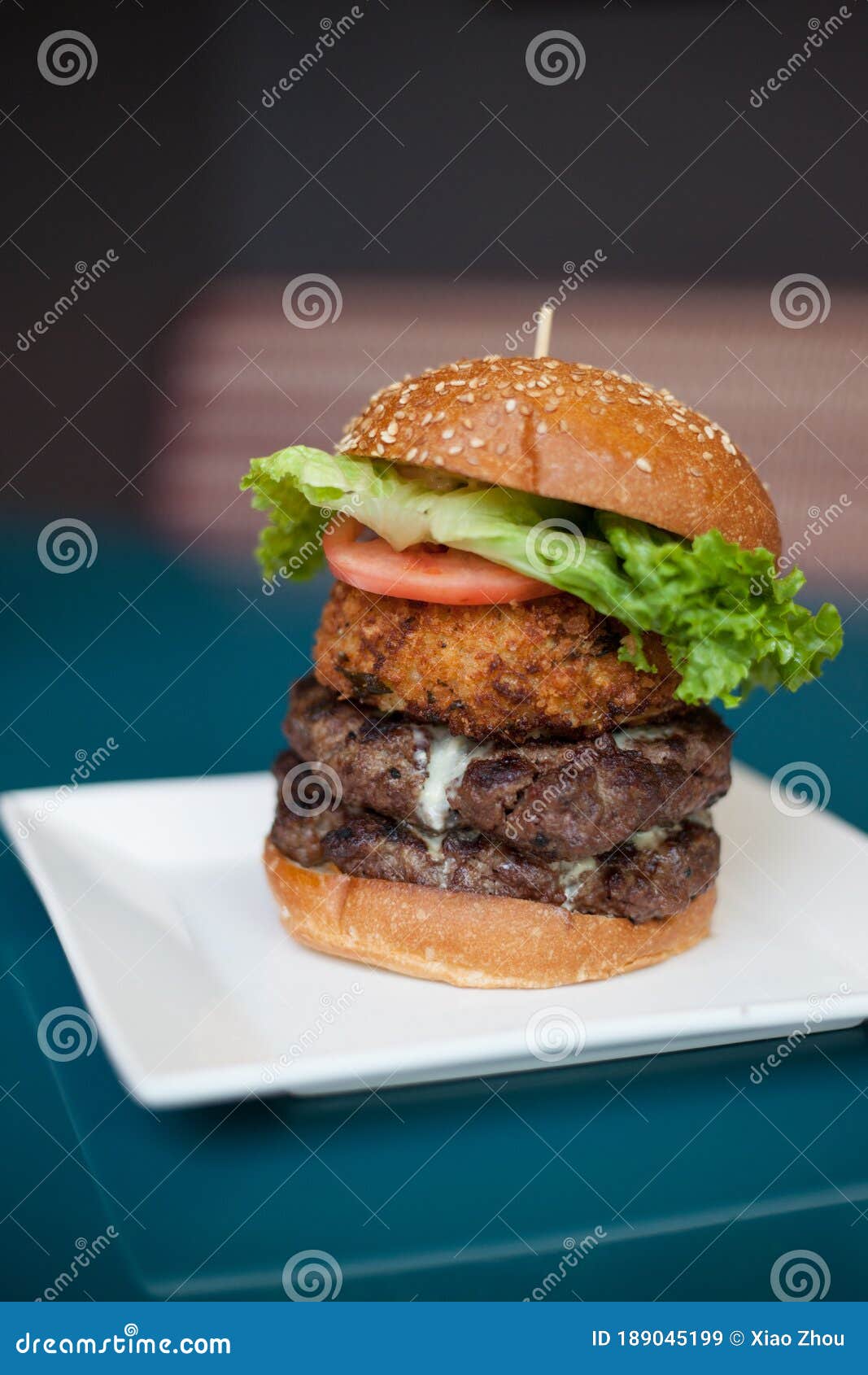Beef burger combo stock image. Image of fish, cocktail - 189045199