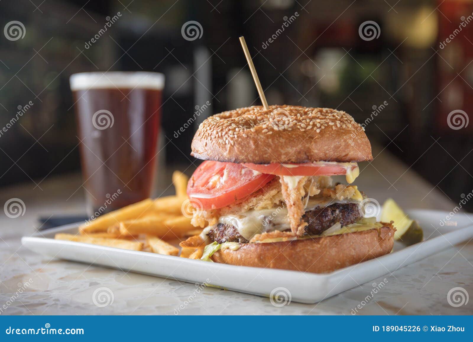 Beef burger combo stock photo. Image of benedicts, beef - 189045226