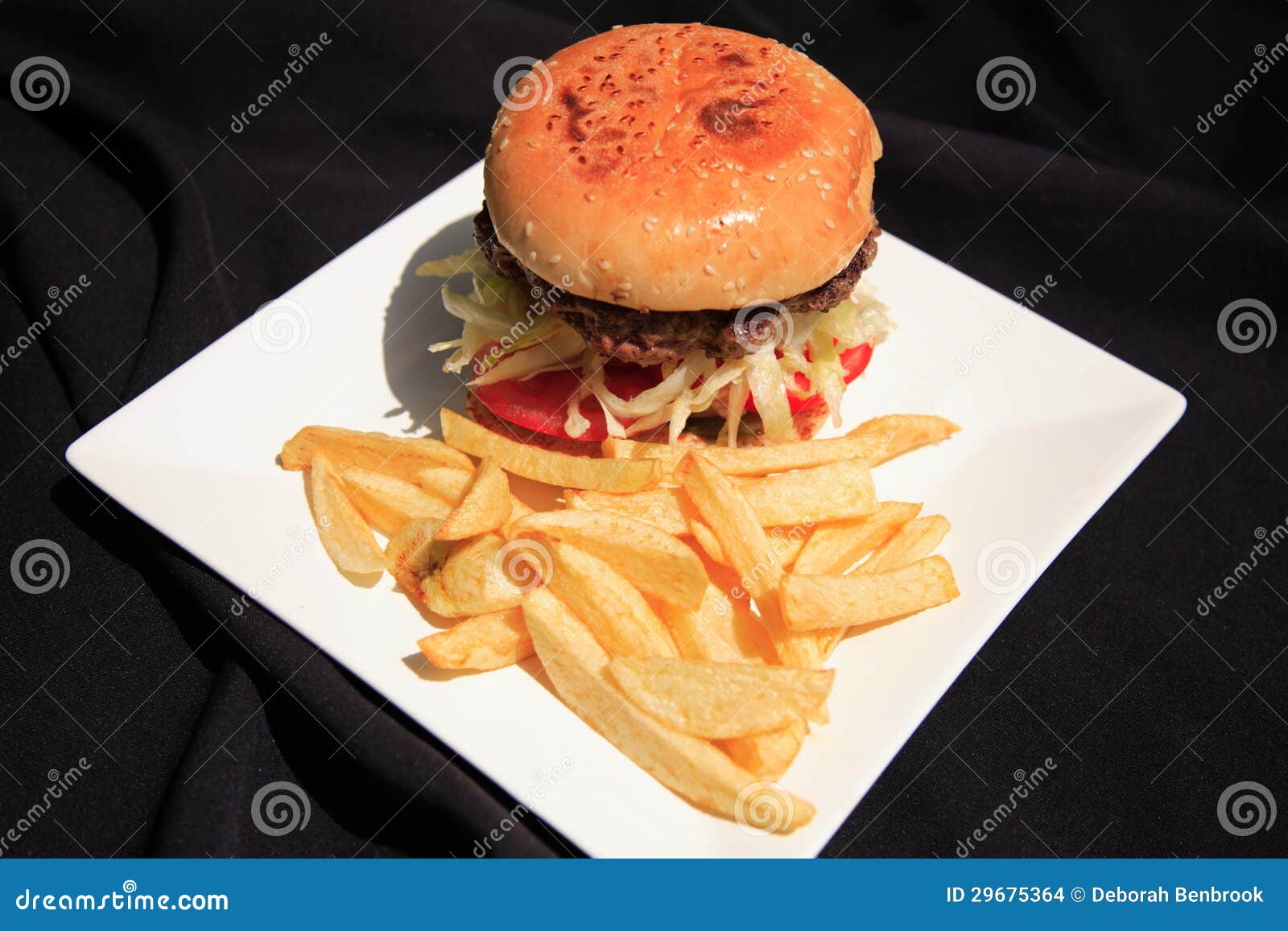 Beef burger with fries stock photo. Image of unhealthy - 29675364