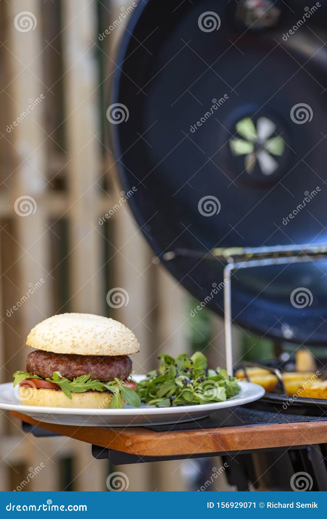 Beef Burger with Garden Grill Stock Image - Image of delicious, onion ...