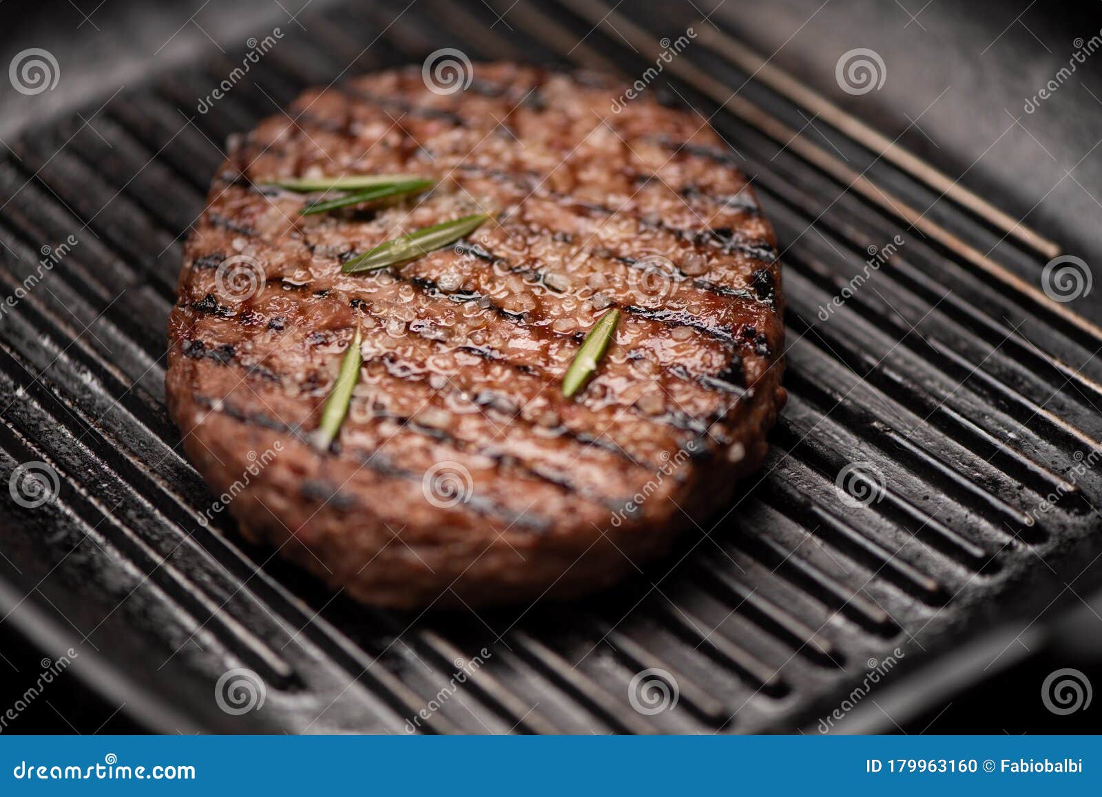 A Beef Burger Grill Cooking Stock Photo - Image of closeup, metal ...