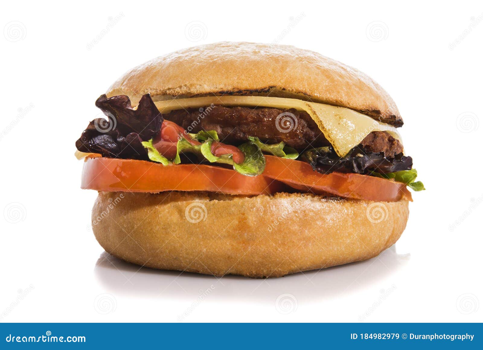 Beef Burger with Bread Isolated on White Stock Image - Image of white ...