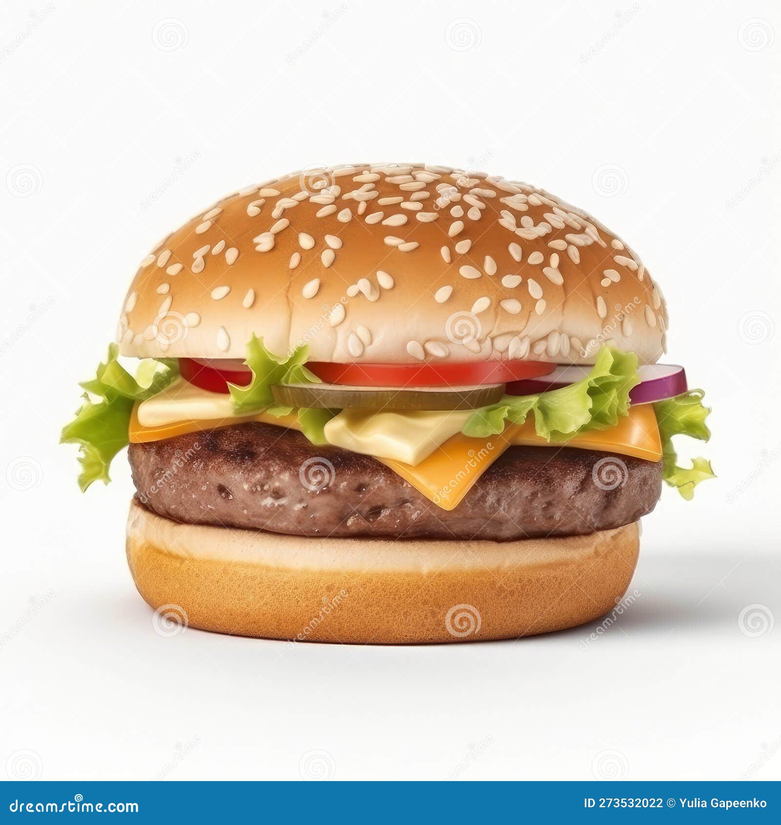 Beef Burger Isolated. Illustration AI Generative Stock Illustration ...