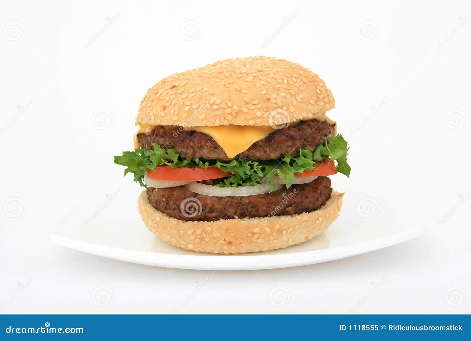 Beef Burger Over White on a Plate Stock Image - Image of healthy, meat ...