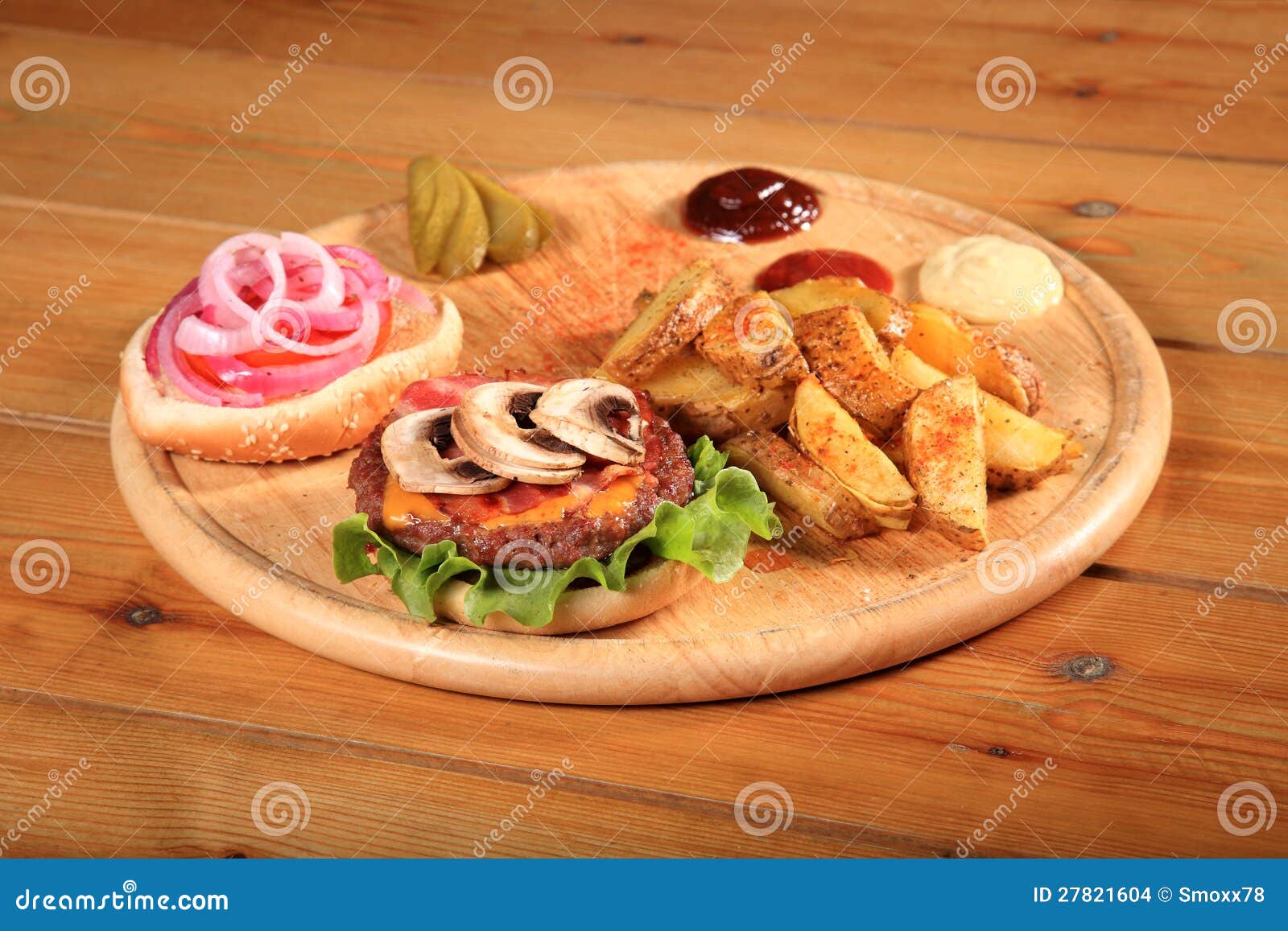Beef burger on a plate stock photo. Image of bread, lettuce - 27821604