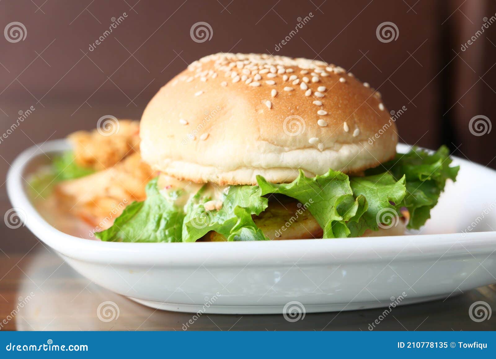 Beef Burger on a Plate on Table Close Up Stock Image - Image of cheese ...