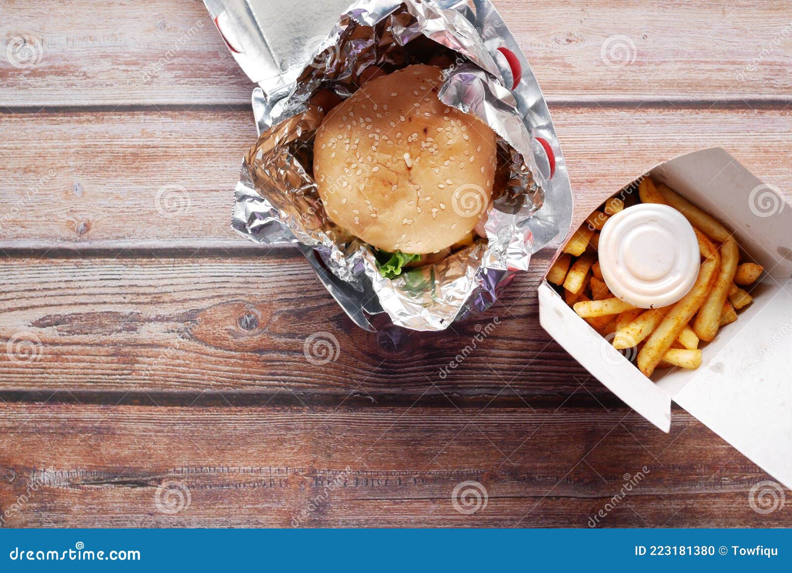 Beef Burger in a Take Away Box on Table Stock Photo - Image of cheese ...