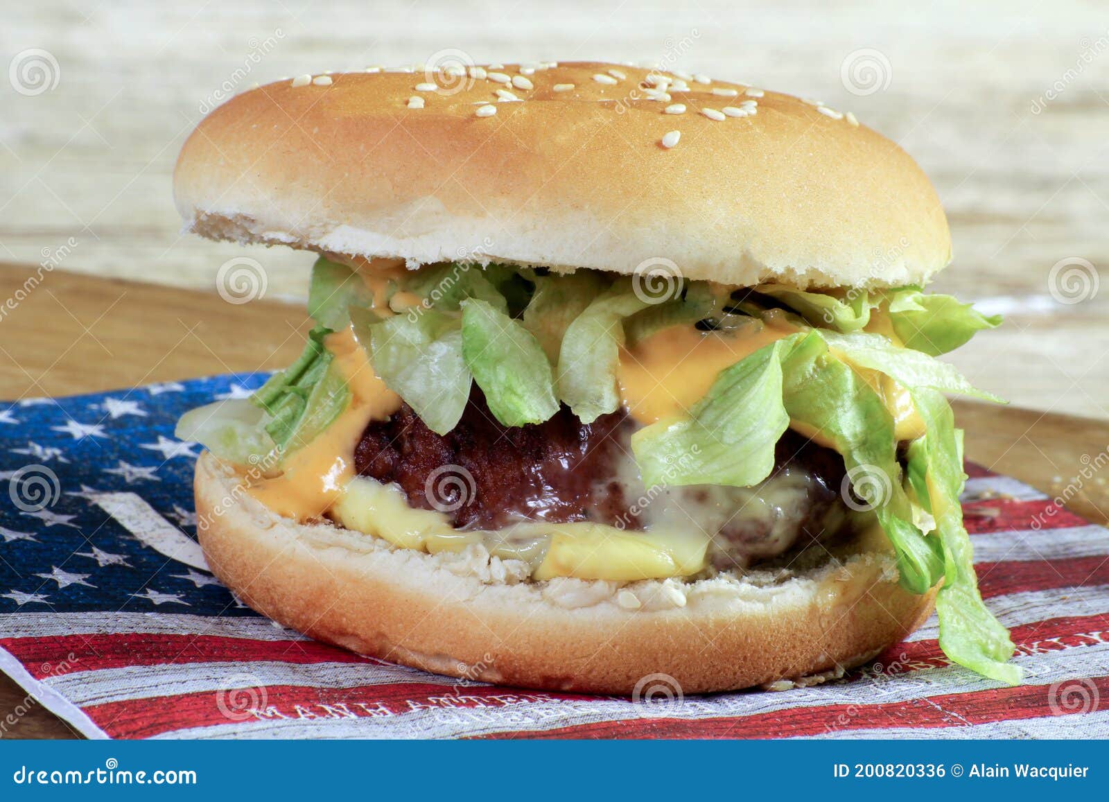 Beef burger on a table stock photo. Image of hamburger - 200820336