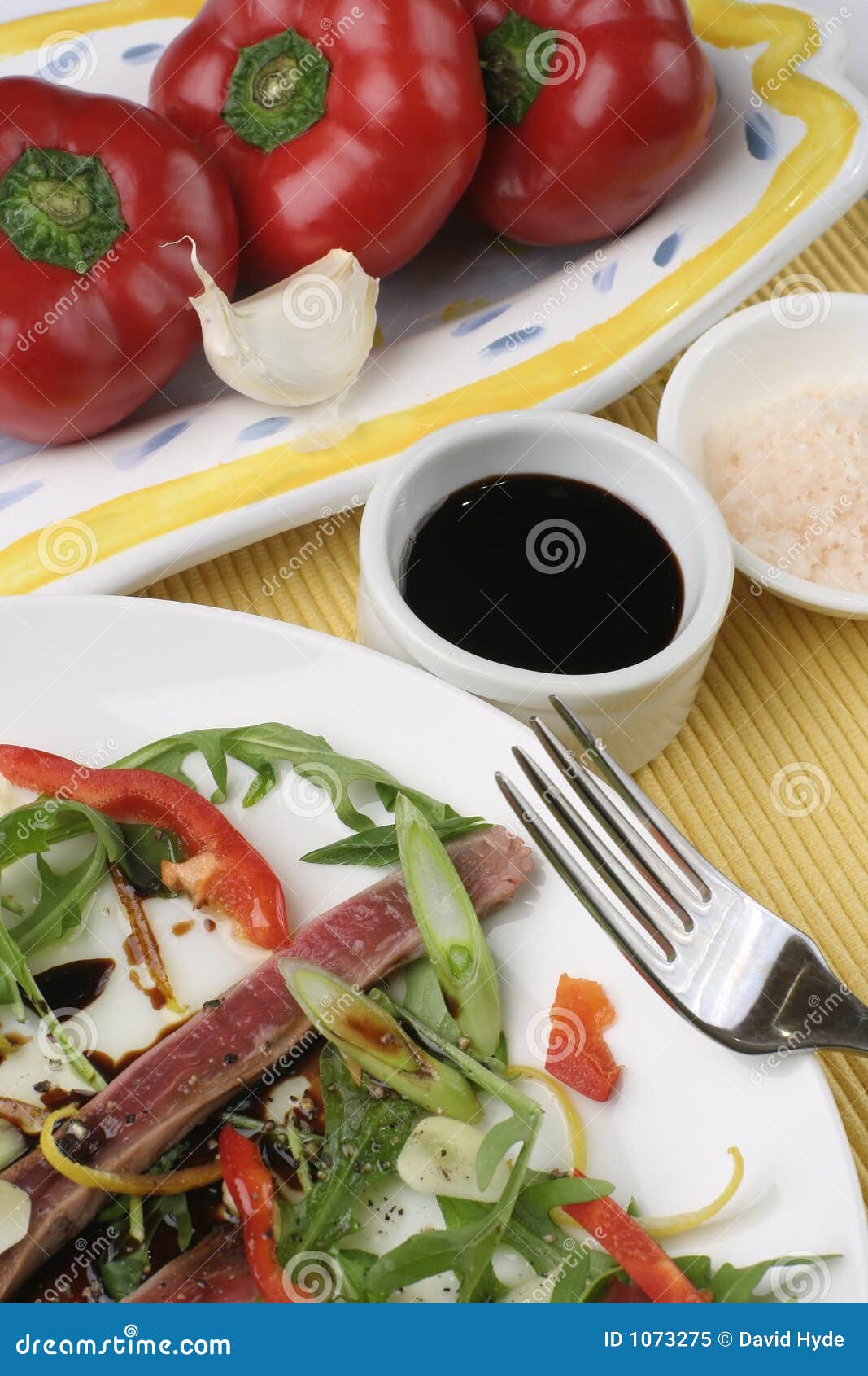 Beef Carpaccio; Condiments, Capsicum Close Crop Stock Image - Image of ...