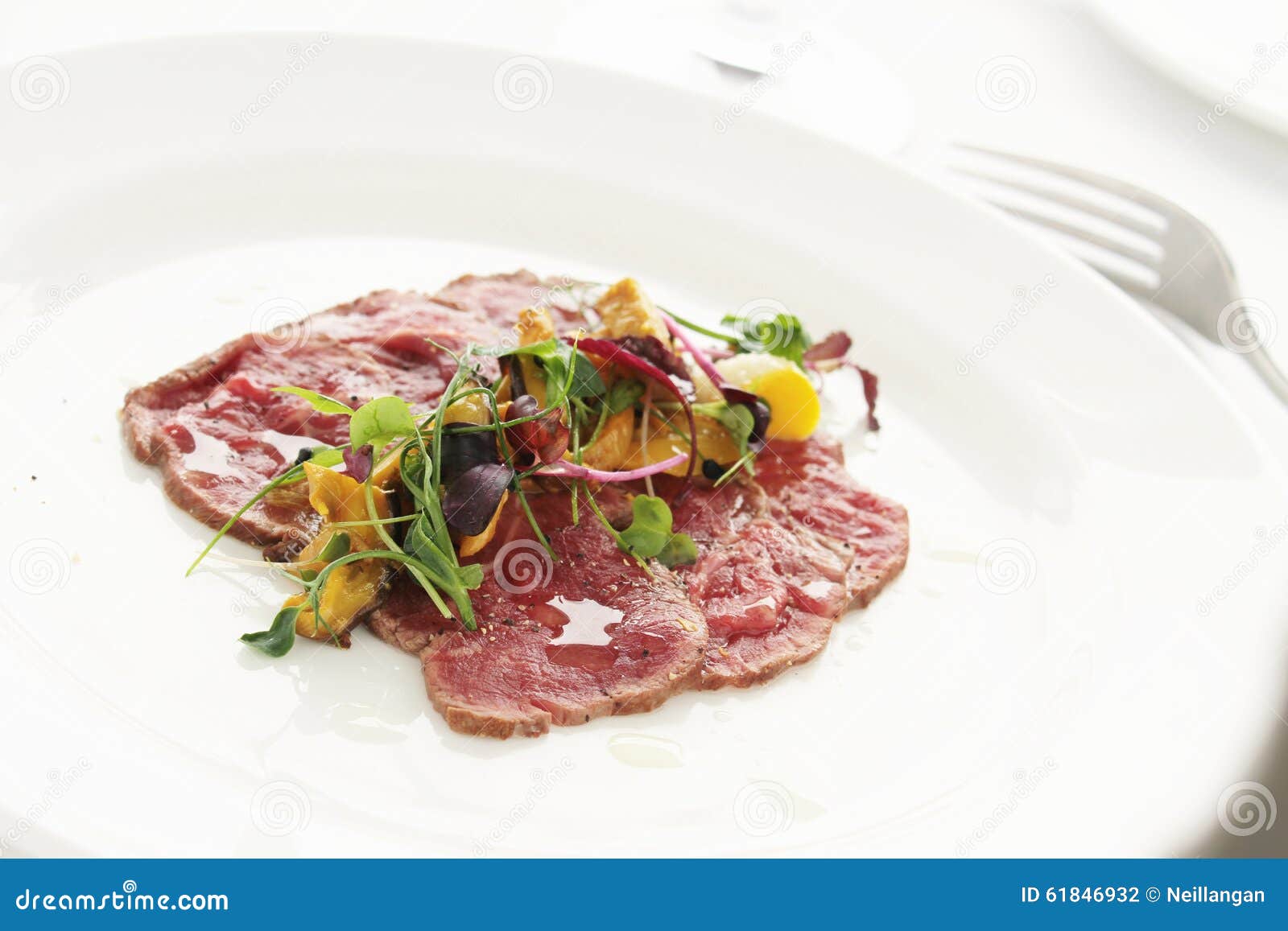 Beef Carpaccio Plated Starter Stock Photo - Image of healthy, dinner ...